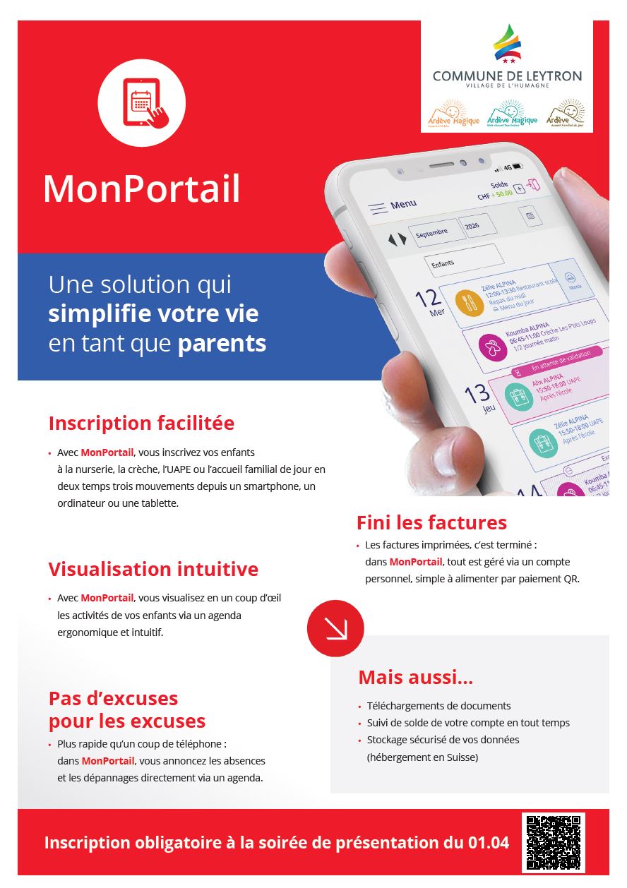 Leytron - Séance d'information – Mise en place du logiciel MonPortail